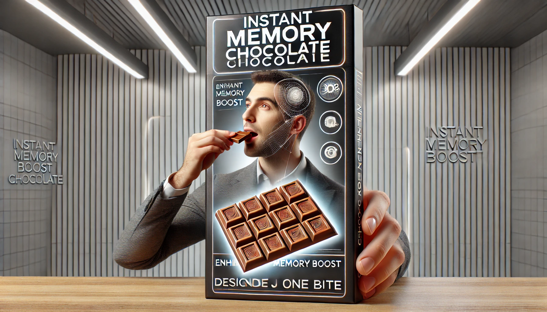 瞬間記憶力向上チョコレート - たった400円1分でビジネスの新商品アイデアもAIが作成します。AIが考えた商品アイデア／ 架空商品 kakoo