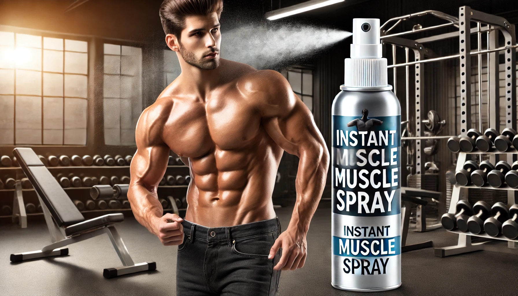 インスタント筋肉スプレー - たった400円1分でビジネスの新商品アイデアもAIが作成します。AIが考えた商品アイデア／ 架空商品 kakoo