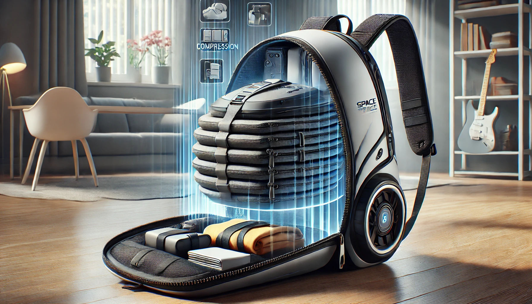 空間圧縮リュック - たった400円1分でビジネスの新商品アイデアもAIが作成します。AIが考えた商品アイデア／ 架空商品 kakoo