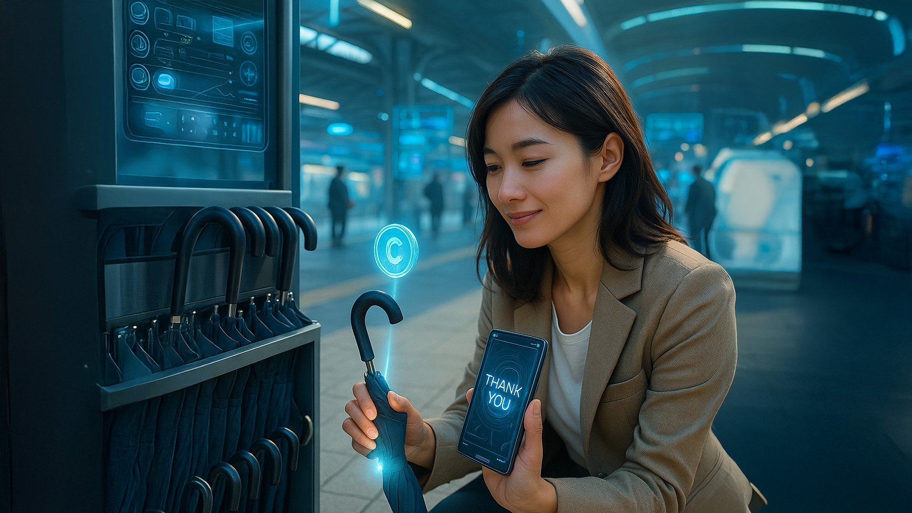 カサッとチップ傘 - たった400円1分でビジネスの新商品アイデアもAIが作成します。AIが考えた商品アイデア／ 架空商品 kakoo